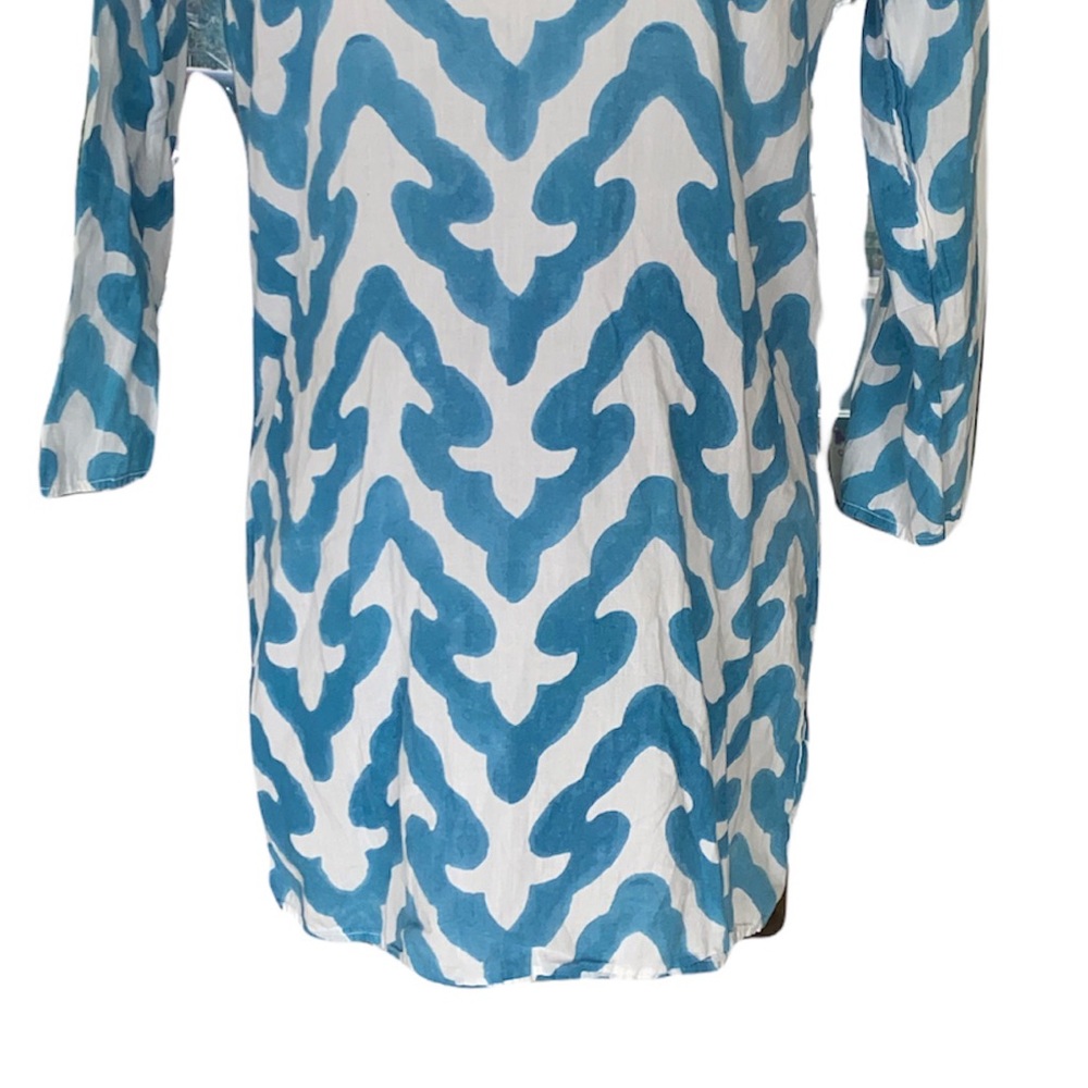 Roberta Roller Rabbit Turquoise Blue Tunic Top - Xs - Gem